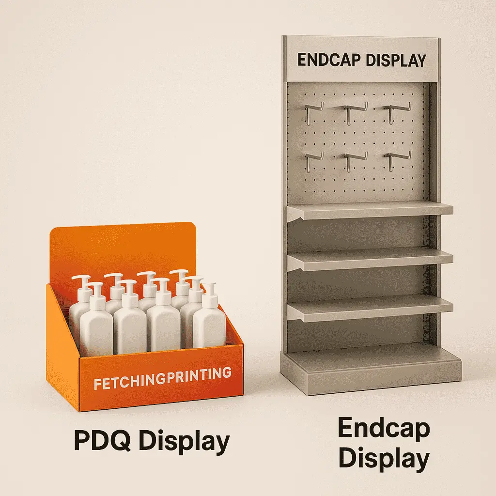 PDQ Display vs. Endcap: Key Differences Simplified - Fetching Printing
